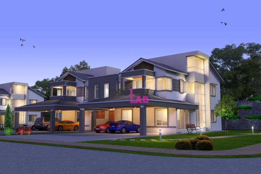 » exterior house design indian style night view