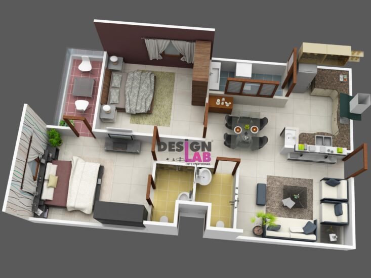 » Modern 900 sq ft 2Bhk House Plans