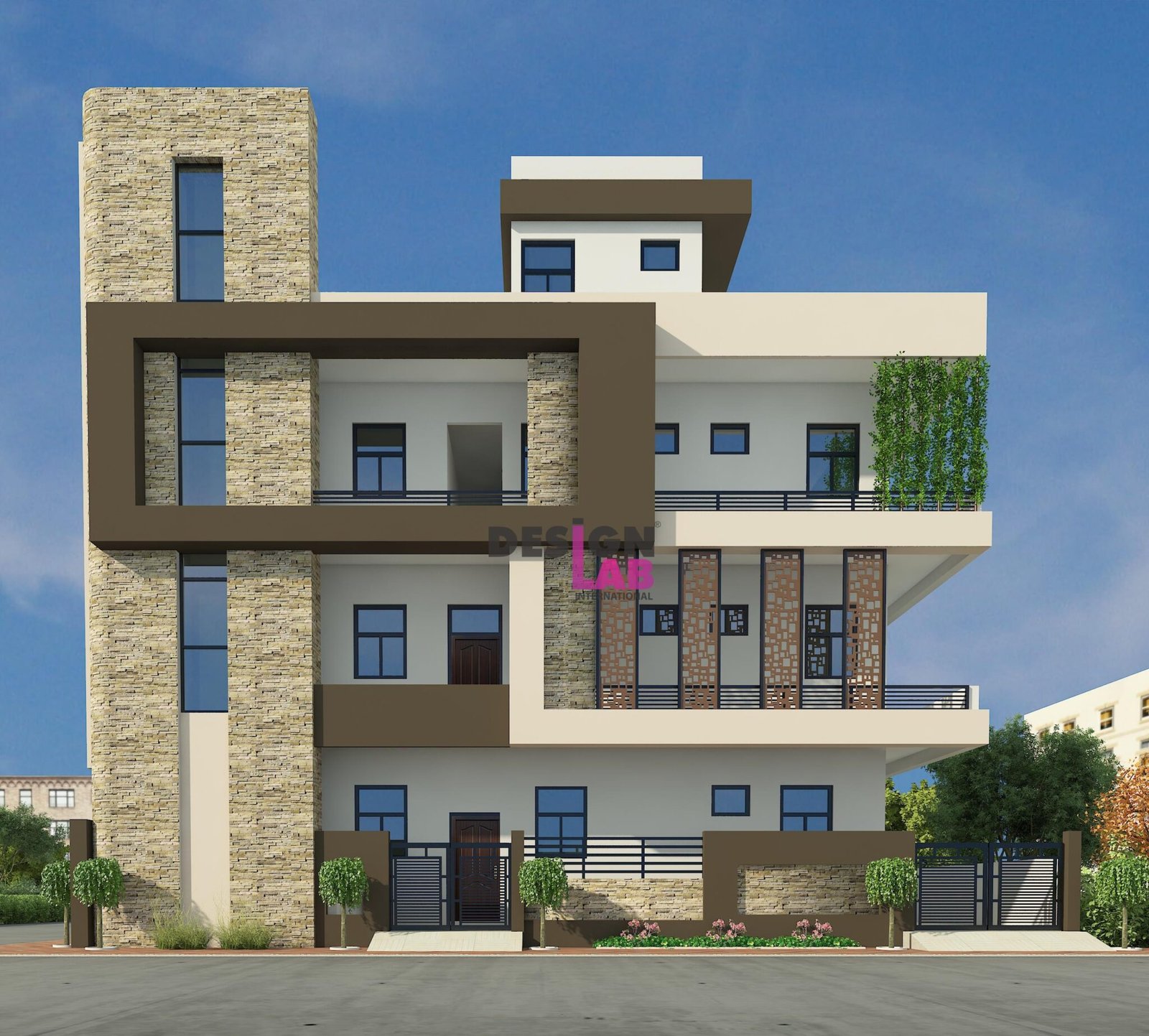 » Duplex House Elevation Colours 3D Design