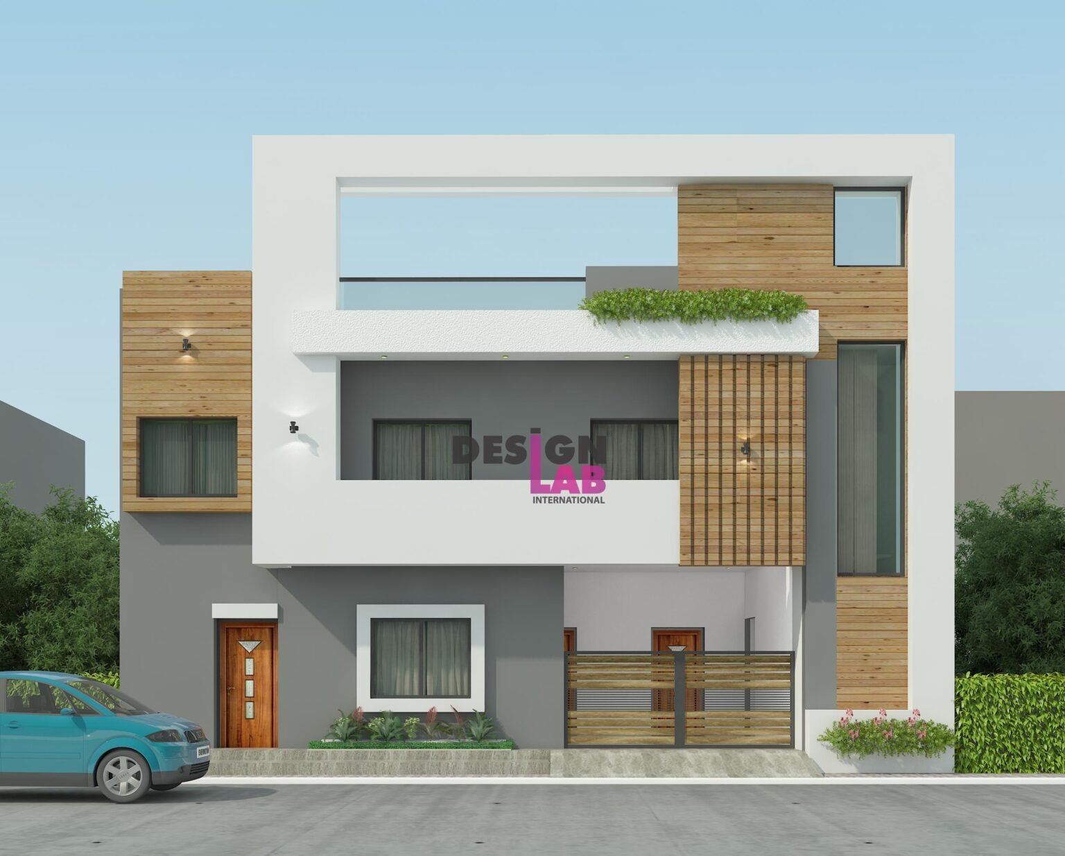 » Modern Duplex House Front Side Design